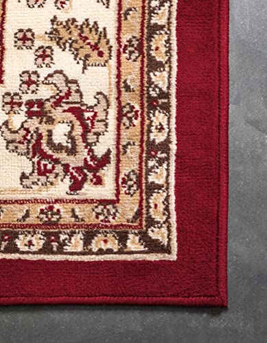 Unique Loom Sialk Hill Collection Traditional Persian Inspired Floral Area Rug, 6 ft x 9 ft, Burgundy/Ivory