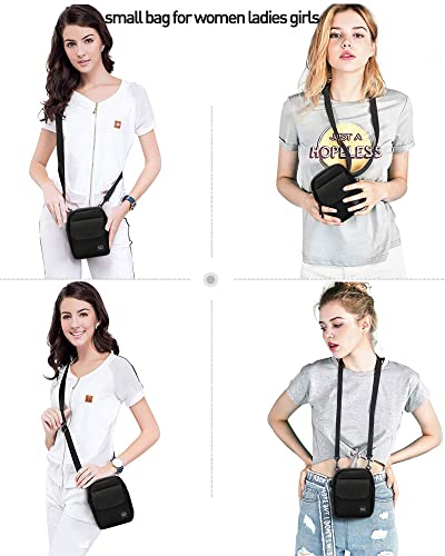 Black Small Side Shoulder Bag Crossbody Bag For Men Women Mini Messenger Bag Satchel Bag Travel Purse Wallet Passport Holder Bag, Cell Phone Purse Neck Pouch Wallet- Unisex