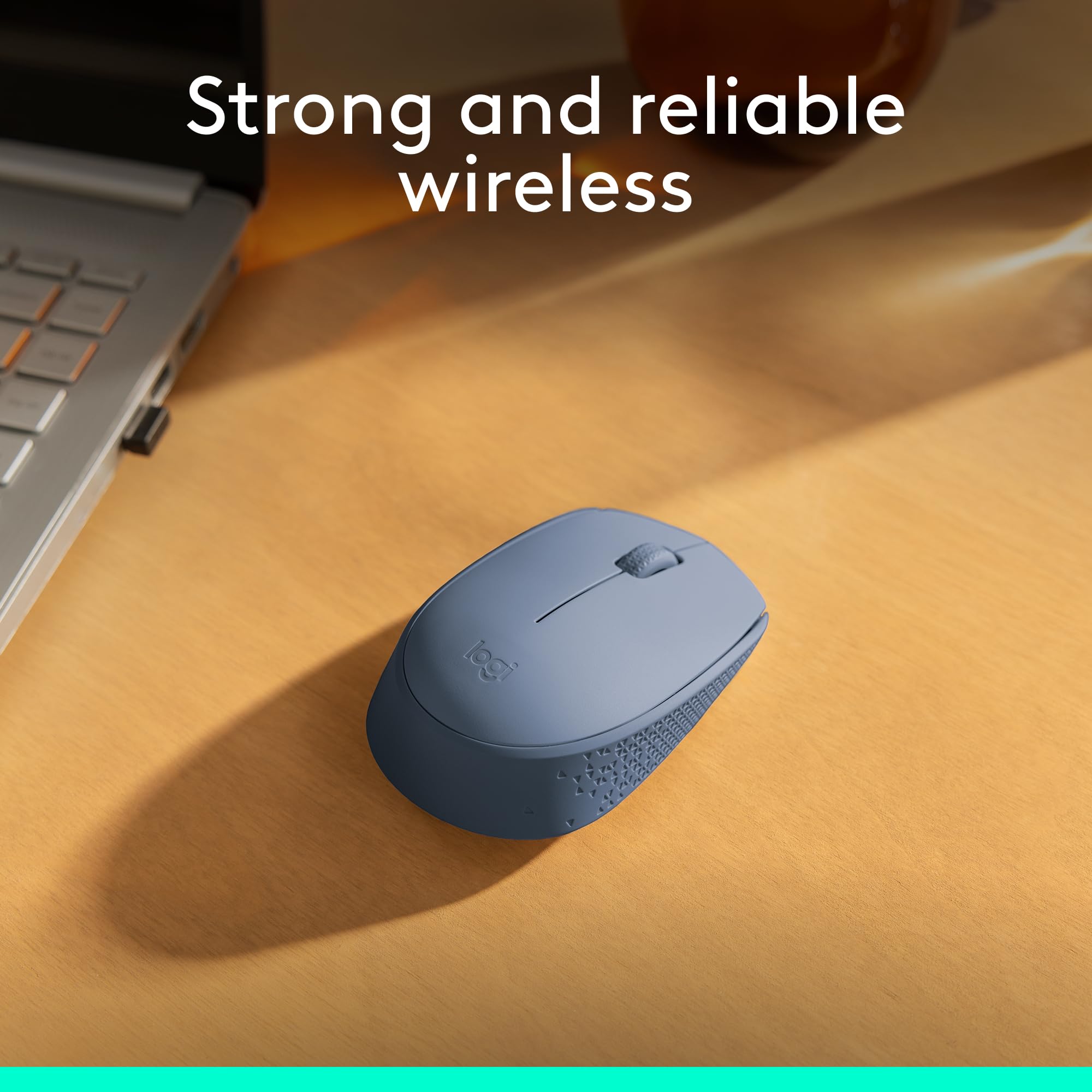 Logitech M170 Wireless Mouse for PC, Mac, Laptop, 2.4 GHz with USB Mini Receiver, Optical Tracking, 12-Months Battery Life, Ambidextrous - Blue Grey