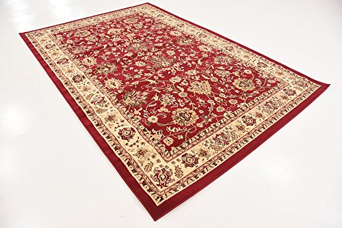 Unique Loom Sialk Hill Collection Traditional Persian Inspired Floral Area Rug, 6 ft x 9 ft, Burgundy/Ivory