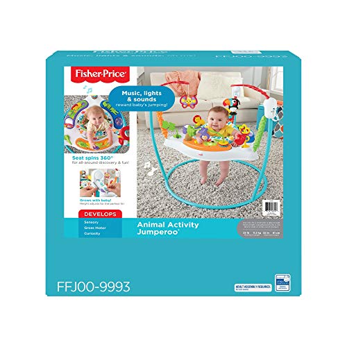 Fisher-Price Baby Bouncer Animal Activity Jumperoo With Music Lights Sounds And Developmental Toys For Infants