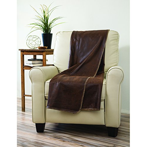 Terry Town DP1718-BROWN-1 Rustic Ranch Throw w/Bonded Beige Mink, Brown