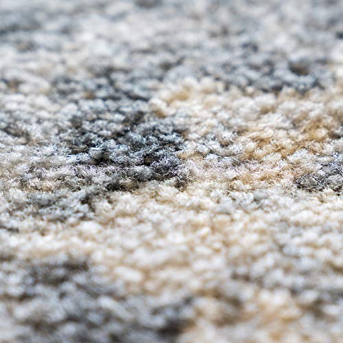 Maples Rugs Vintage Patchwork Distressed 2'6 x 3'10 Non Skid Washable Throw Rugs [Made in USA] for Entryway and Bedroom, Grey