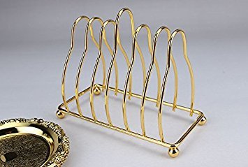 Collection 6 Piece Coaster Creative Drink Coasters with Decorative Rack Non-Slip Metal Cup Mats Tabletop Display with Holder for Bar,Home, Kitchen,Coffee Table Centerpieces Decoration (Golden)