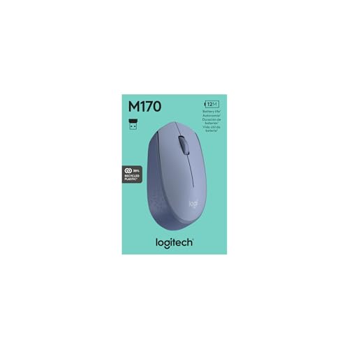 Logitech M170 Wireless Mouse for PC, Mac, Laptop, 2.4 GHz with USB Mini Receiver, Optical Tracking, 12-Months Battery Life, Ambidextrous - Blue Grey