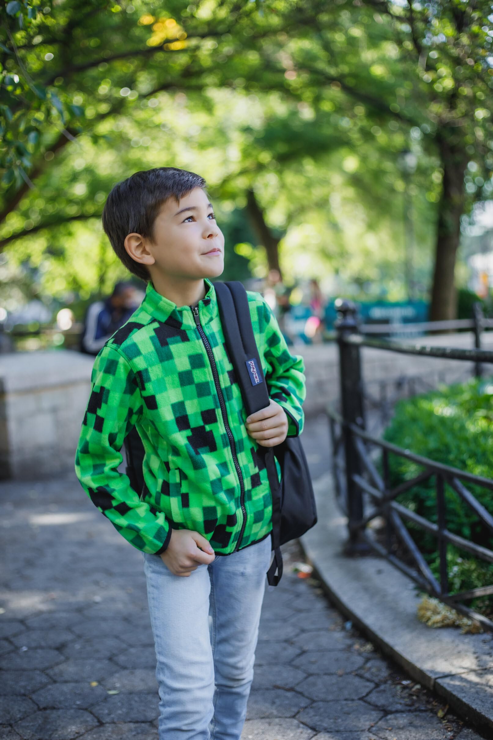 Minecraft Creeper Little Boys Fleece Zip Up Jacket Green 7-8
