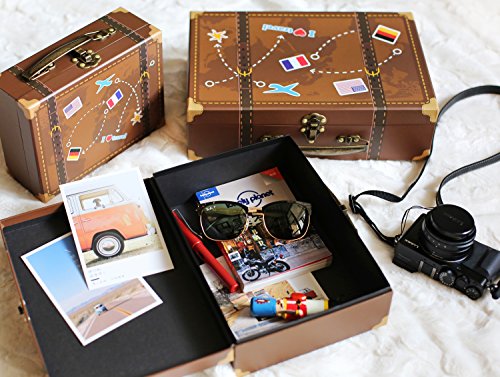 SLPR Cardboard Small Suitcase Boxes (Set of 3) | Paperboard Travel for Birthday Wedding Decoration | Largest Suitcase is 12β Length x 8β Width x 3.5β Height