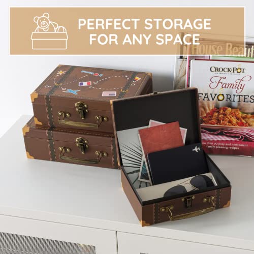 SLPR Cardboard Small Suitcase Boxes (Set of 3) | Paperboard Travel for Birthday Wedding Decoration | Largest Suitcase is 12β Length x 8β Width x 3.5β Height