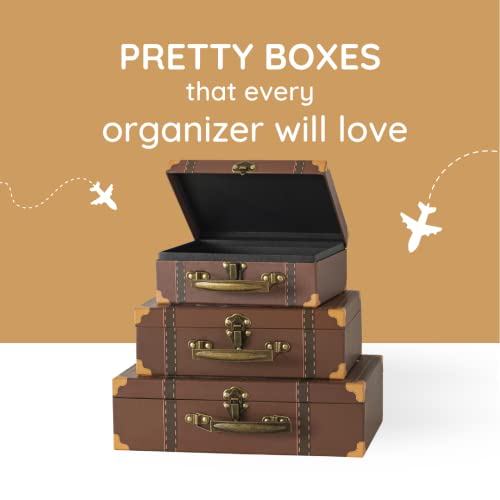 SLPR Cardboard Small Suitcase Boxes (Set of 3) | Paperboard Travel for Birthday Wedding Decoration | Largest Suitcase is 12β Length x 8β Width x 3.5β Height