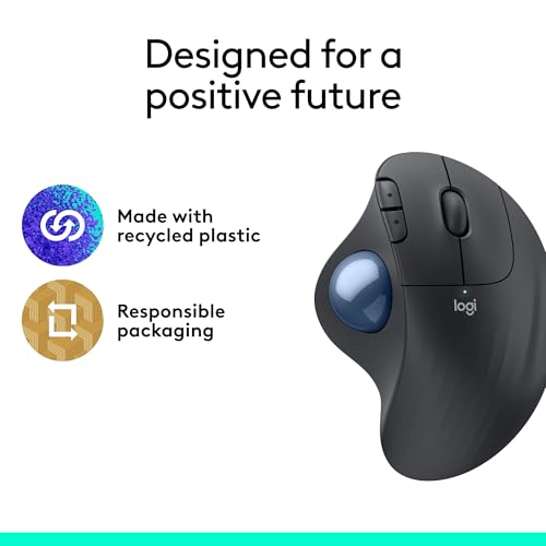 Logitech Ergo M575 Wireless Trackball for Business - Easy Thumb Control, Ergonomic Design, Secured Logi Bolt, Bluetooth, Globally Certified, Windows/Mac/Chrome/Linux - Graphite