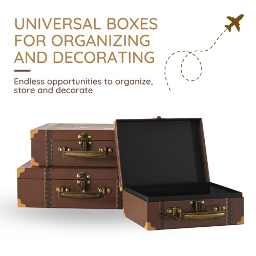 SLPR Cardboard Small Suitcase Boxes (Set of 3) | Paperboard Travel for Birthday Wedding Decoration | Largest Suitcase is 12β Length x 8β Width x 3.5β Height