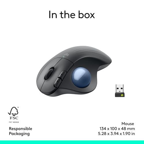 Logitech Ergo M575 Wireless Trackball for Business - Easy Thumb Control, Ergonomic Design, Secured Logi Bolt, Bluetooth, Globally Certified, Windows/Mac/Chrome/Linux - Graphite
