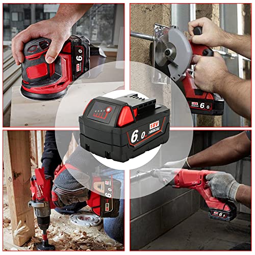 waitley 18V 6.0Ah Replacement Battery Compatible with Milwaukee M18 18v 6000mAh M18B Lithium-Ion Battery Cordless Power Tools