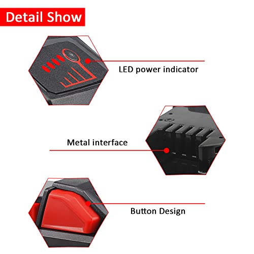 waitley 18V 6.0Ah Replacement Battery Compatible with Milwaukee M18 18v 6000mAh M18B Lithium-Ion Battery Cordless Power Tools