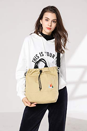 Togood Women Casual Canvas Shoulder Bags, Sunshine Embroidery Cross Body Bag Top Handbag