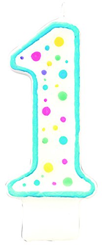 Wilton Polka Dot Numeral Candle, 3-Inch by 1.5-Inch, No. 1 Blue, 1-Pack
