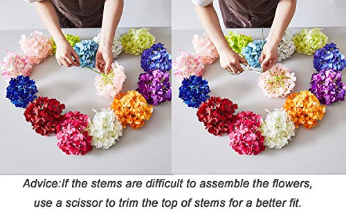KISLOHUM Hydrangea Silk Flower White 10 Heads Artificial Hydrangea Silk Flowers Head for Wedding Centerpieces Bouquets DIY Floral Decor Home Decoration with Long Stems - White