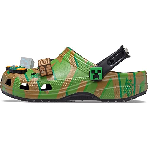 Crocs Unisex Classic Minecraft Clogs, Multi Green, Numeric_7 US Men
