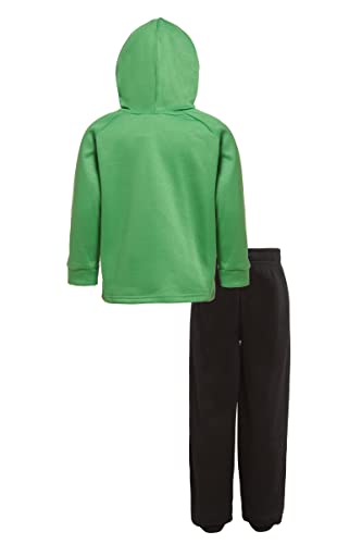 Minecraft Boys 2 Piece Fleece Pants Sets, Pullover Hoodie and Jogger Set for Boys (Green/Grey, Size 4)