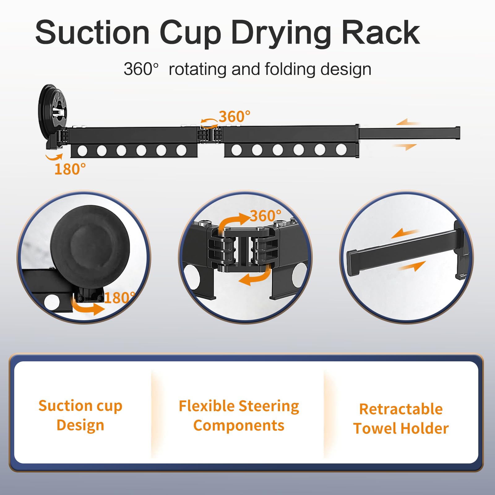 HotMax Suction Cup Clothes Drying Rack Wall Mounted, Retractable Collapsible Drying Racks for Laundry, Space Saving Dryer Rack, Balcony, Apartment Space Saver Organization(Bifold, Suction Cup)