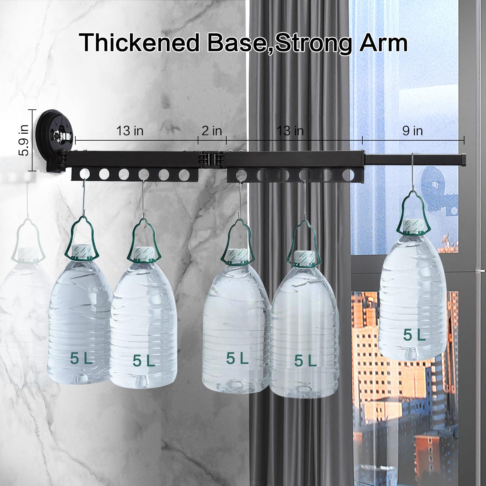 HotMax Suction Cup Clothes Drying Rack Wall Mounted, Retractable Collapsible Drying Racks for Laundry, Space Saving Dryer Rack, Balcony, Apartment Space Saver Organization(Bifold, Suction Cup)