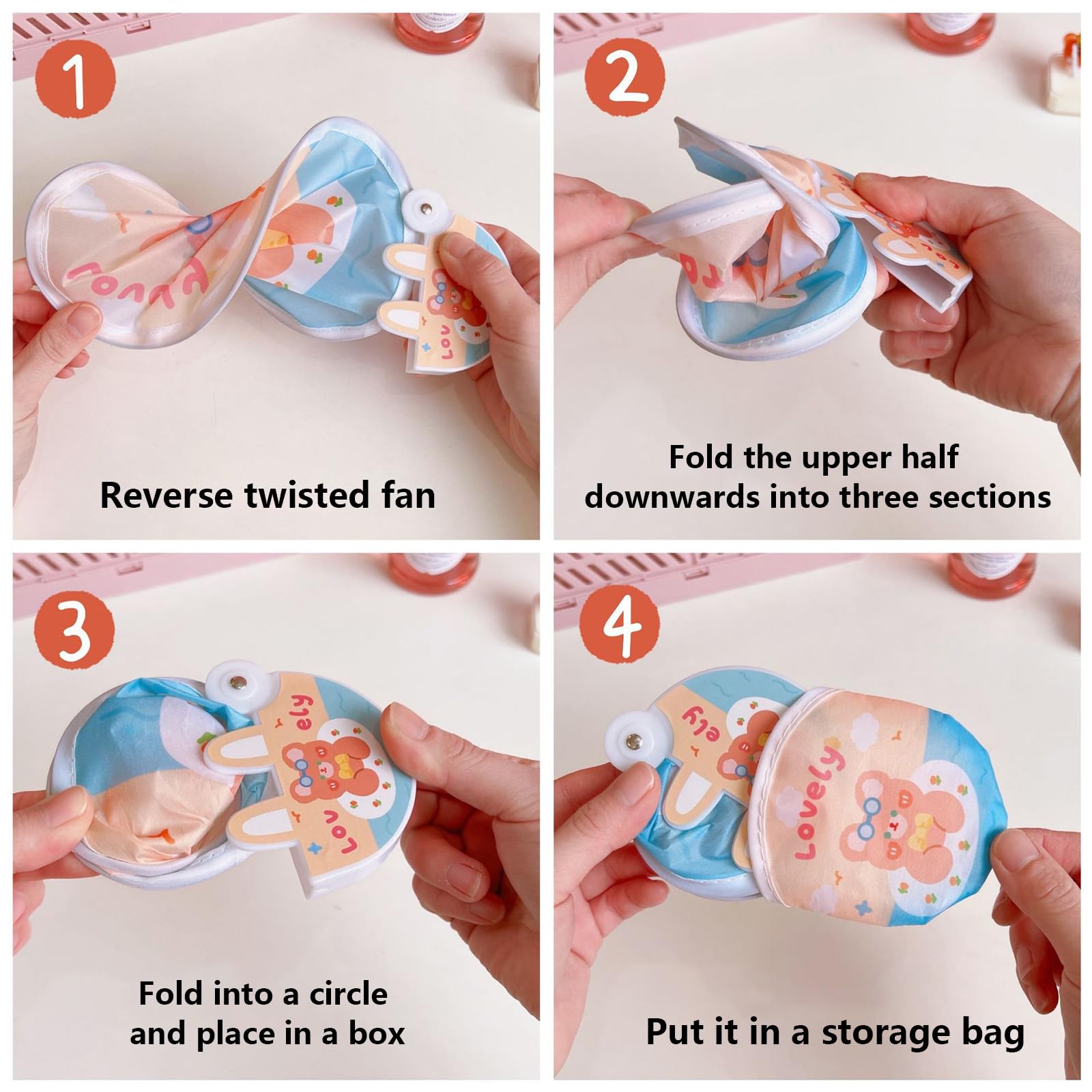 Heseyomo 6pcs Folding Hand Fans for Women, Foldable Mini Cloth Portable Fan Gift with Handle