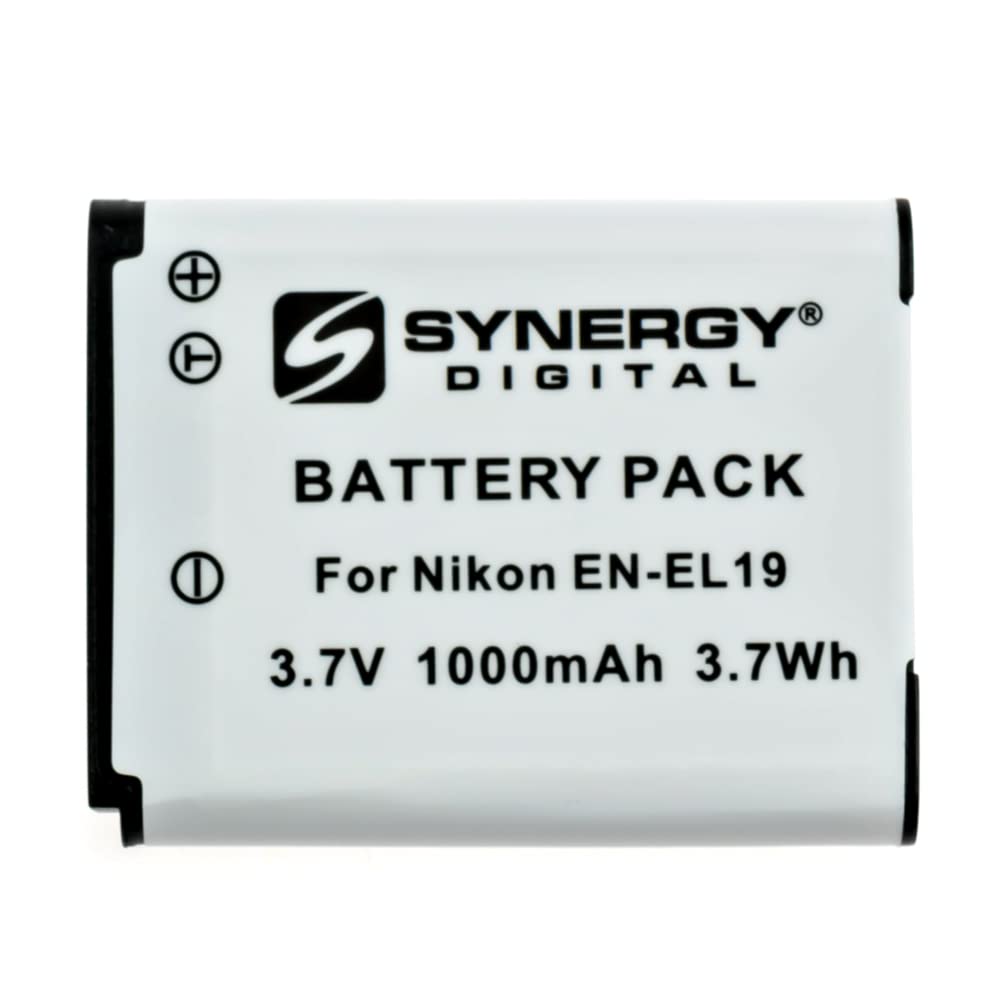 Synergy Digital Camera Battery, Compatible with Nikon Coolpix S7000 Digital Camera, (Li-Ion, 3.7V, 1000 mAh) Ultra High Capacity, Replacement for Nikon EN-EL19 Battery