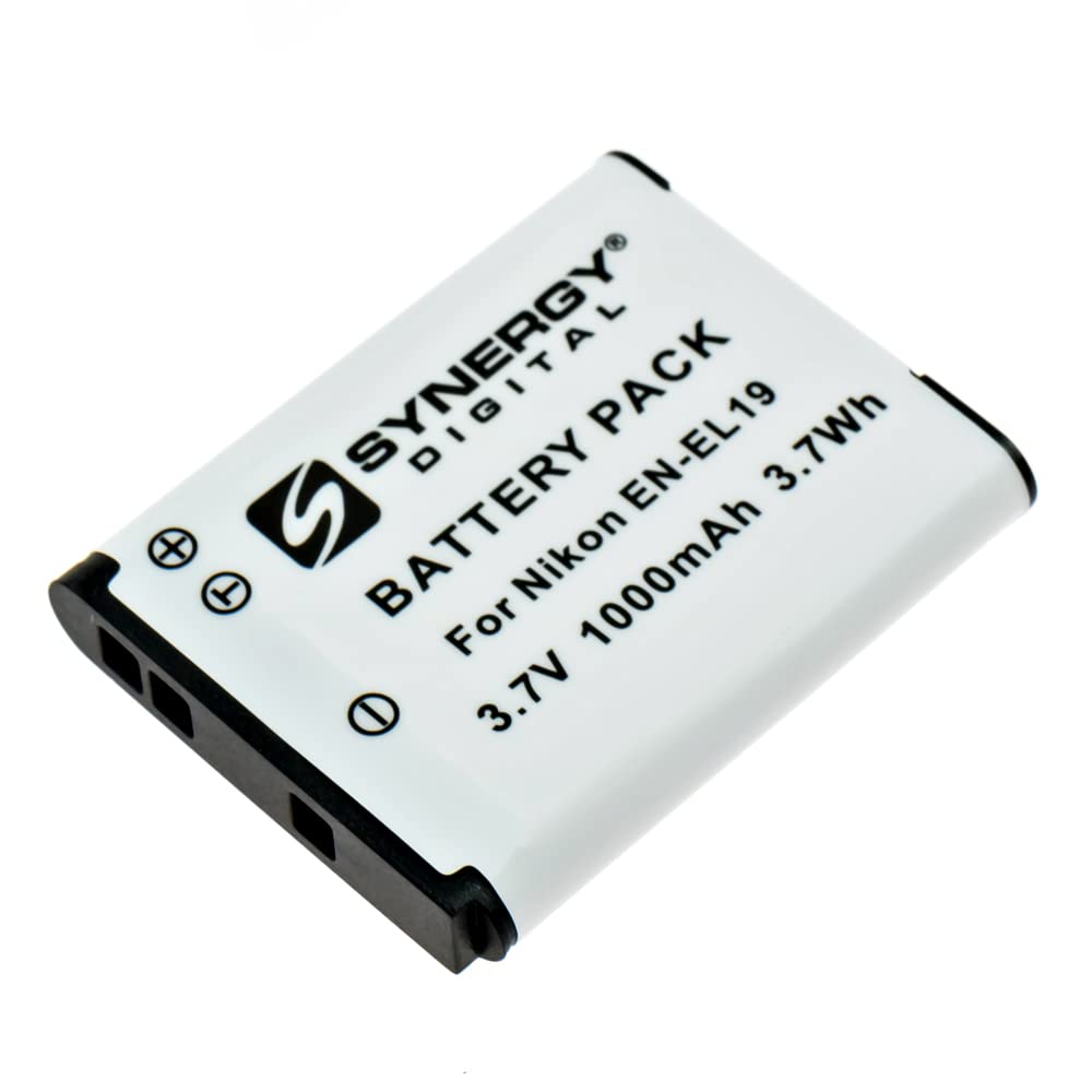 Synergy Digital Camera Battery, Compatible with Nikon Coolpix S7000 Digital Camera, (Li-Ion, 3.7V, 1000 mAh) Ultra High Capacity, Replacement for Nikon EN-EL19 Battery