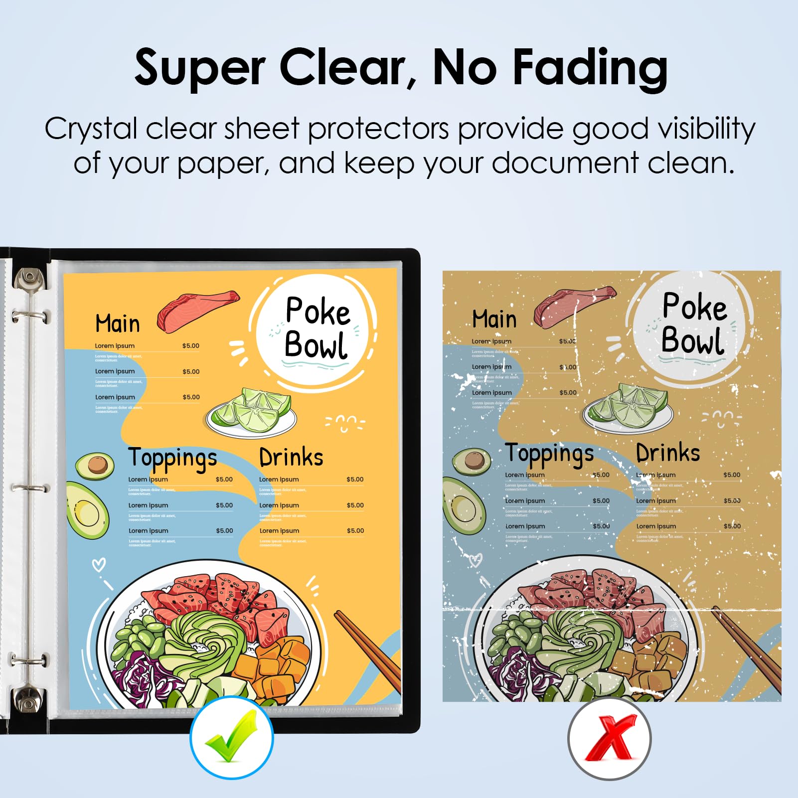 KTRIO Sheet Protectors 8.5 x 11 inch, Clear Page Protector for 3 Ring Binder, Plastic Sleeves for Binders, Top Loading Paper Sheets Document Sleeve Letter Size, Office & Home, 100 Pack