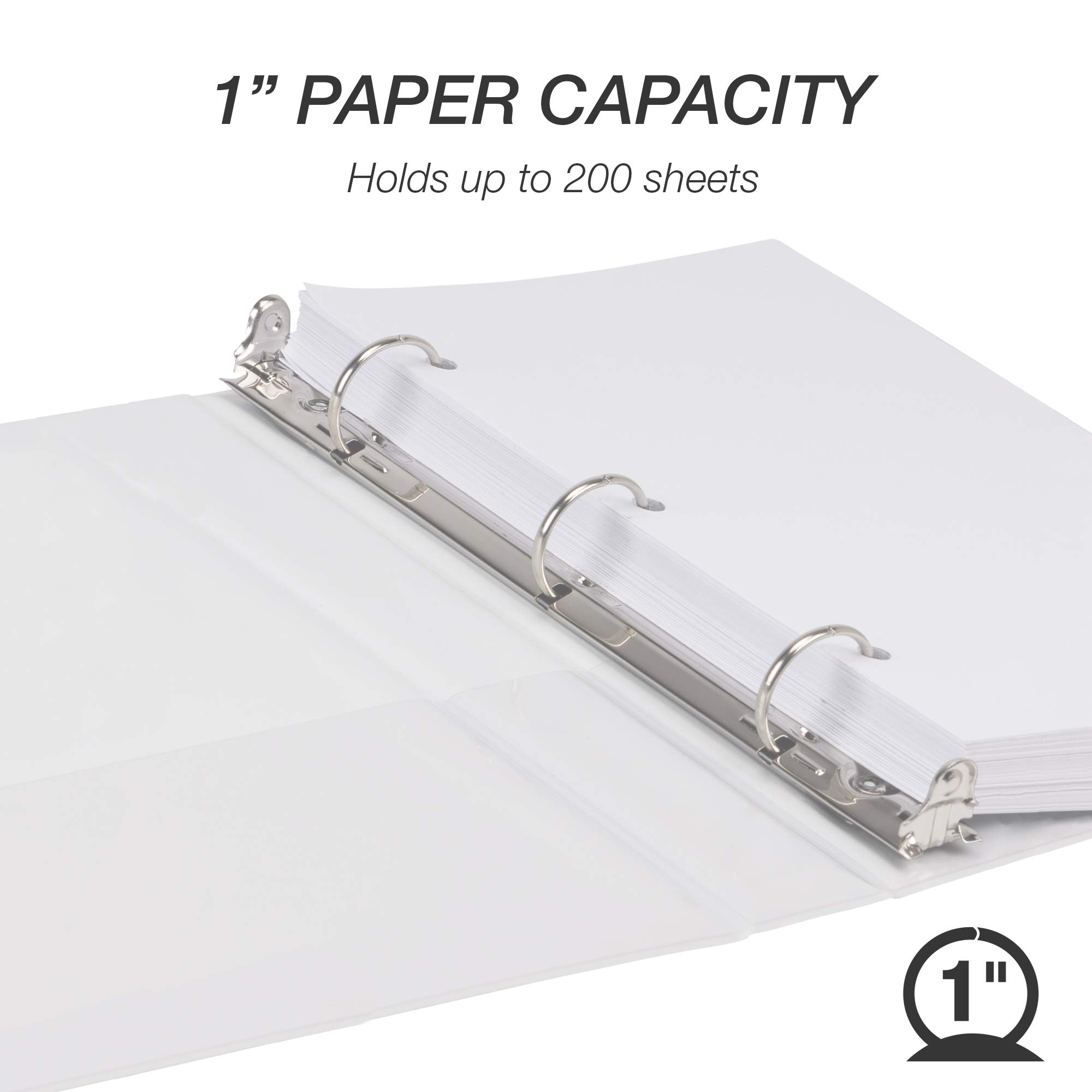 Samsill Economy 1 Inch Mini 3 Ring Binder, Made in The USA, Round Ring Binder, Non-Stick Customizable Cover, White, 6 Pack