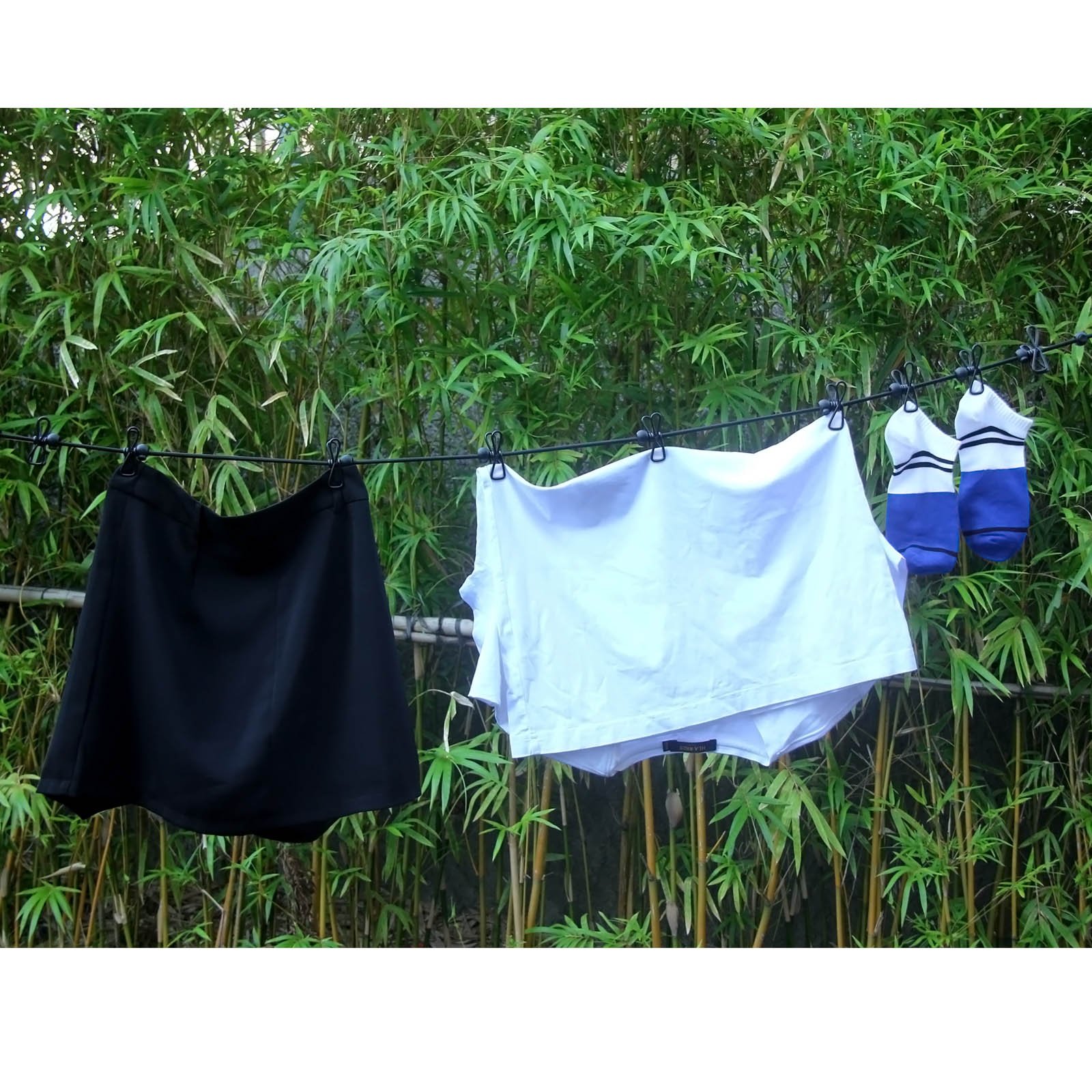 HAWATOUR Travel Clothesline 2 Count, Portable Retractable Clothesline with 12pcs Clothespins for Indoor Laundry Drying, Outdoor Camping Accessories, Black