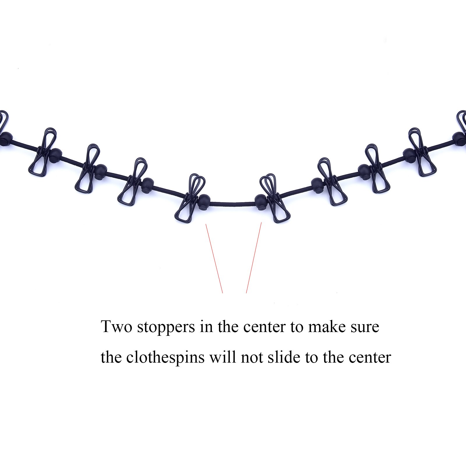 HAWATOUR Travel Clothesline 2 Count, Portable Retractable Clothesline with 12pcs Clothespins for Indoor Laundry Drying, Outdoor Camping Accessories, Black