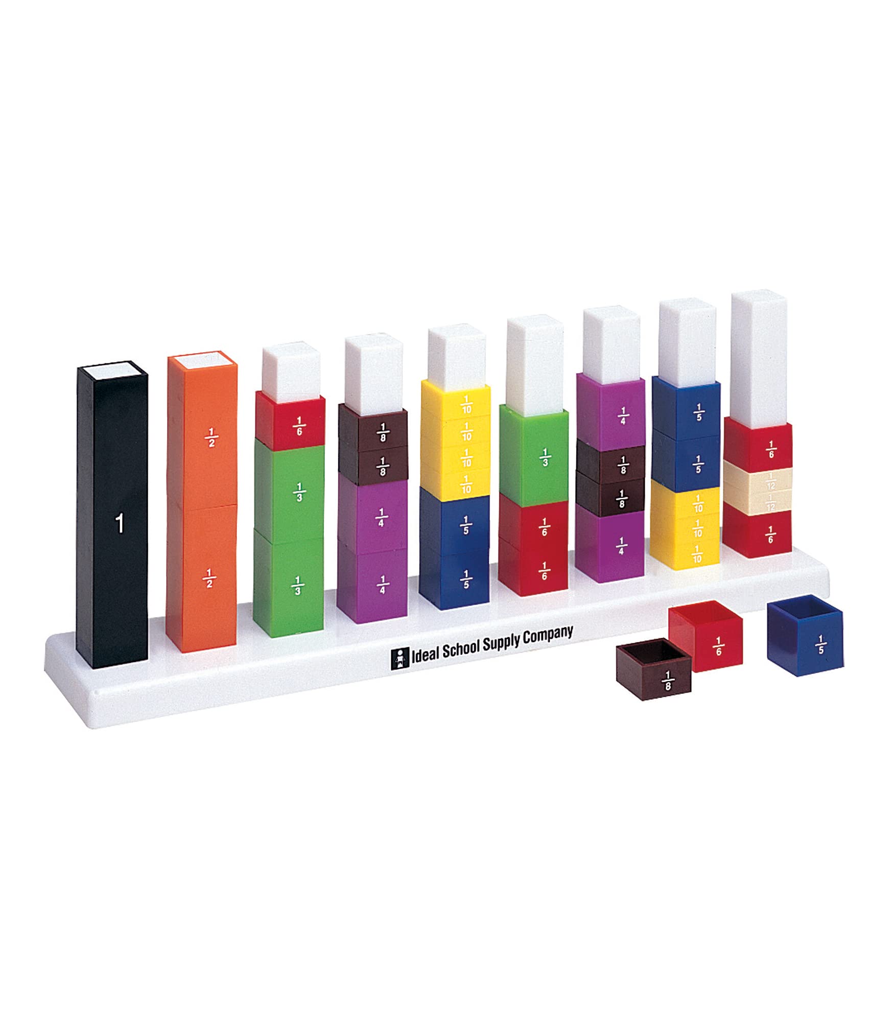 Ideal School Supply Carson Dellosa Fraction STAX Math Manipulativeâ51 Colorful, Stackable Math Cubes, One WholeâTwelfth Fractions, 9-Peg Base, Hands-On Fractions Manipulatives (52 pc)