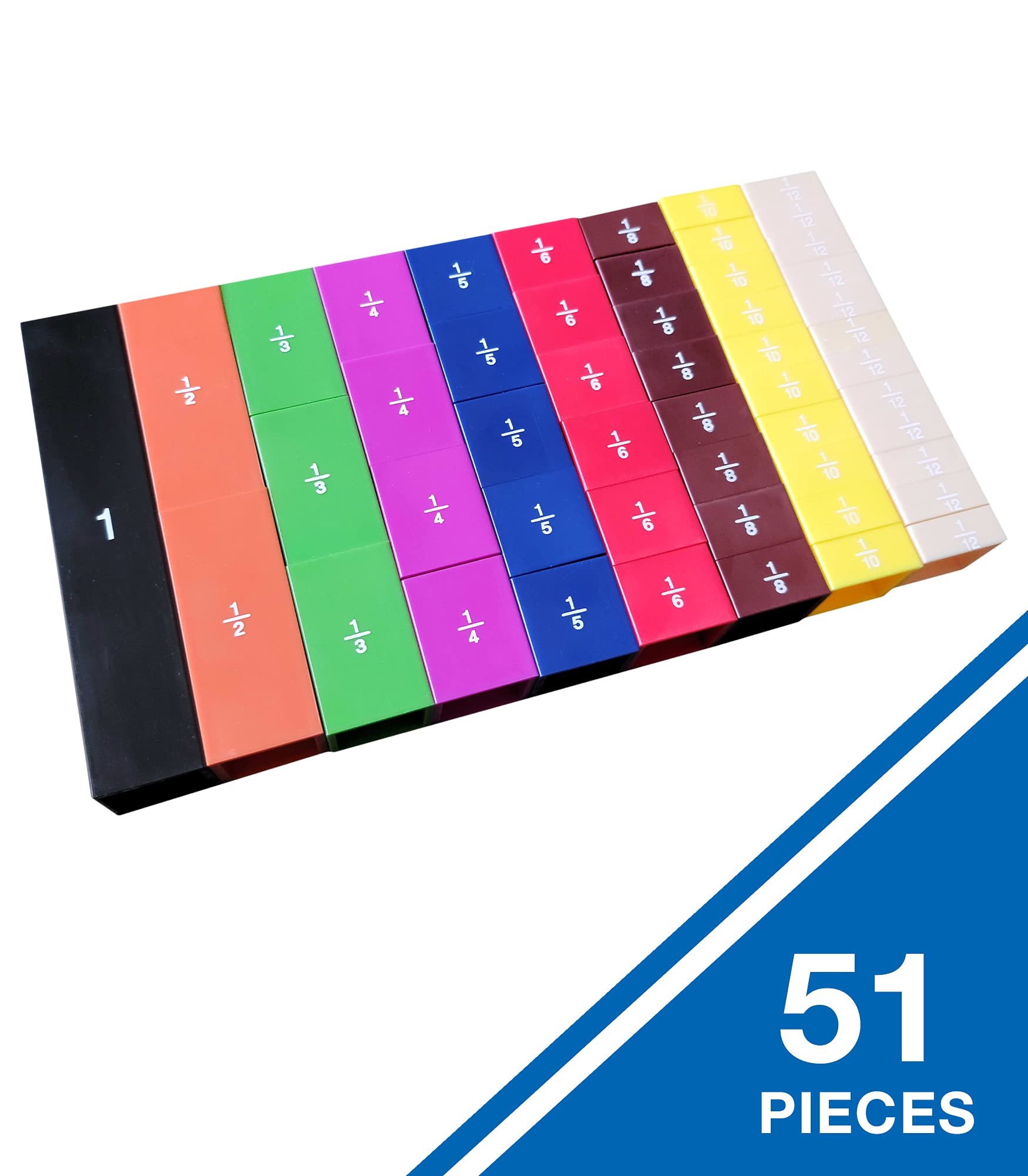 Ideal School Supply Carson Dellosa Fraction STAX Math Manipulative—51 Colorful, Stackable Math Cubes, One Whole—Twelfth Fractions, 9-Peg Base, Hands-On Fractions Manipulatives (52 pc)