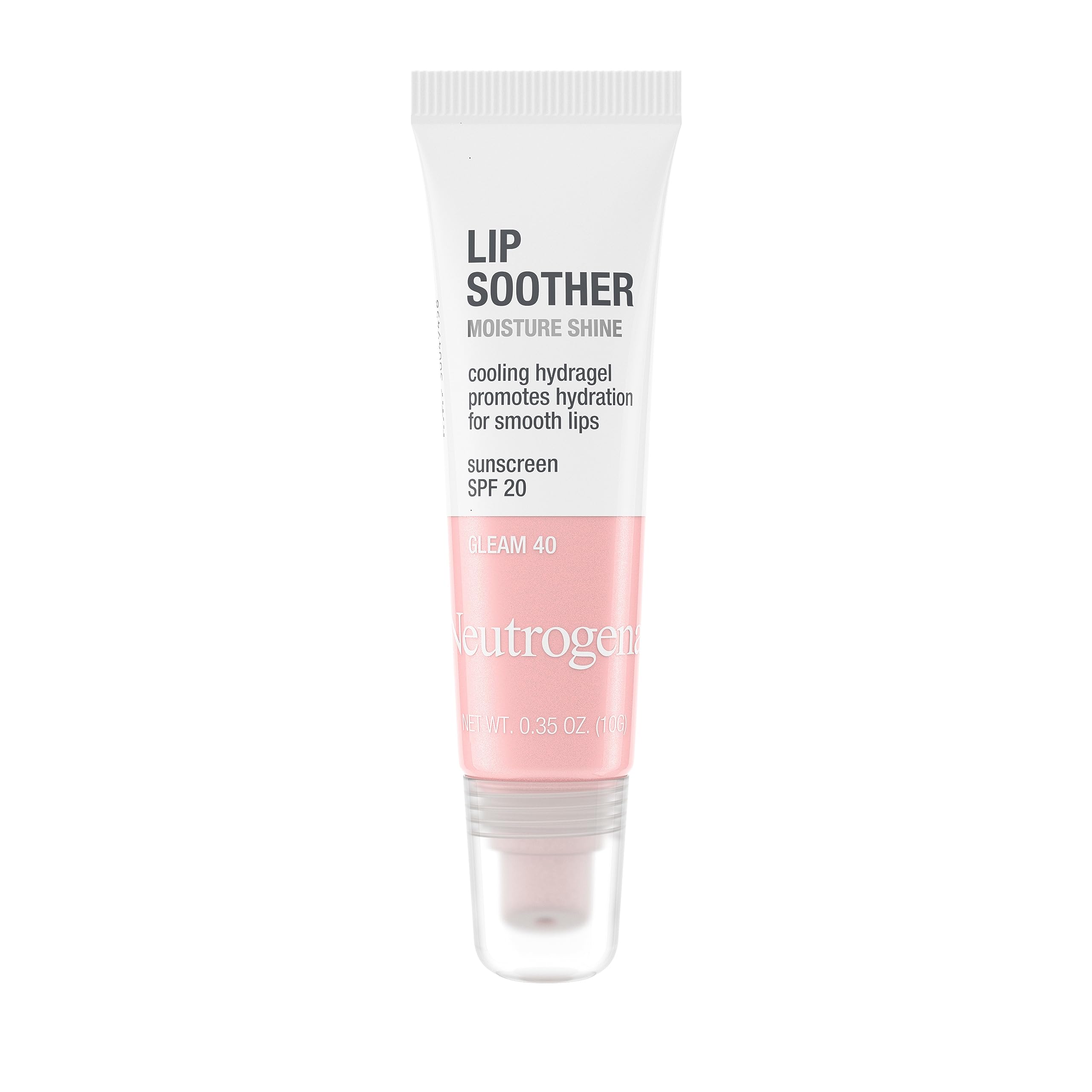 Neutrogena MoistureShine Lip Soother Gloss with SPF 20 Sun Protection, High Gloss Tinted Lip Moisturizer with Hydrating Glycerin and Soothing Cucumber for Dry Lips, Gleam 40.35 oz