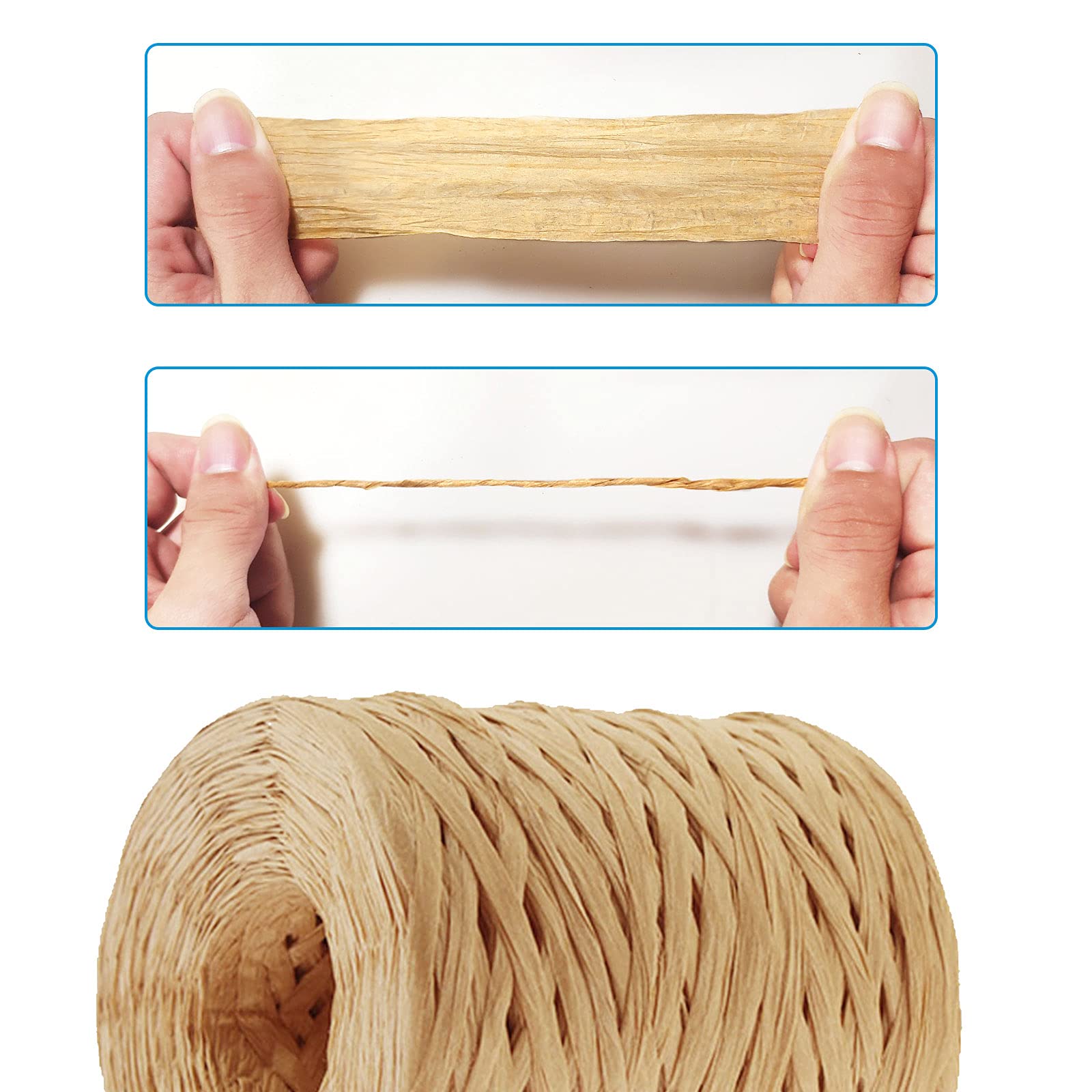 Creatrill 218 Yards Raffia Paper Craft Ribbon Packing Paper Twine, 1/4 Inch by 218 Yards (Kraft)