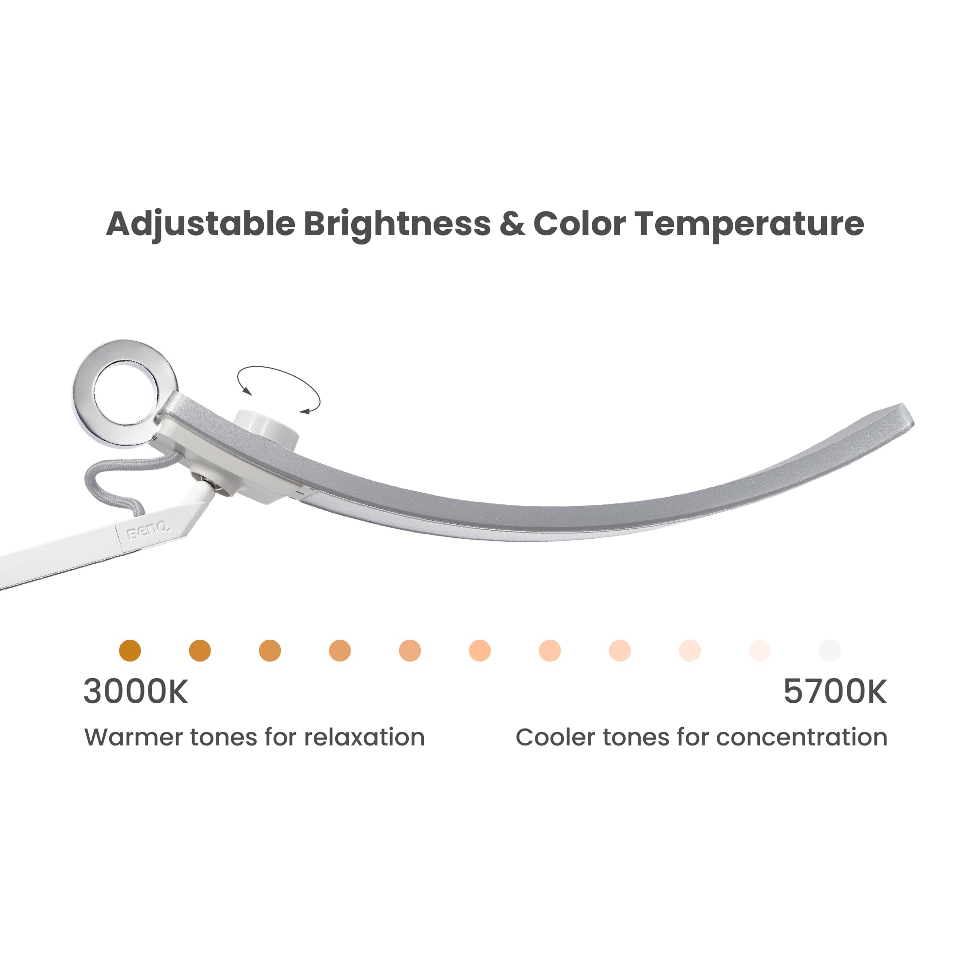 BenQ eReading LED Desk / Task / Swing Arm Lamp: Eye-Care, Auto-Dimming, CRI 95, 13 Color Temperatures, 35” Wide Illumination for Home Office, Bedroom, Living Room (Silver)