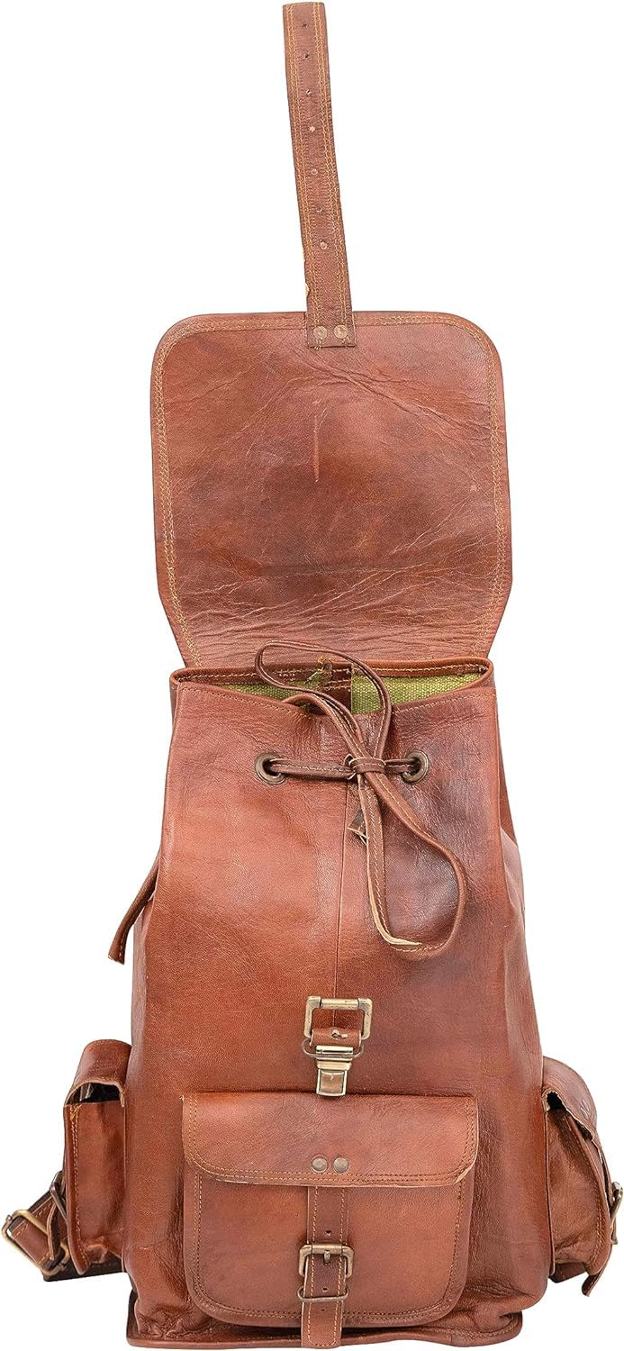 Shy Shy Let’s Touch The Sky Rustic Vintage Leather Backpack Travel Rucksack knapsack Daypack Bag for Men Women Brown (20 X 10 X 8 inches)