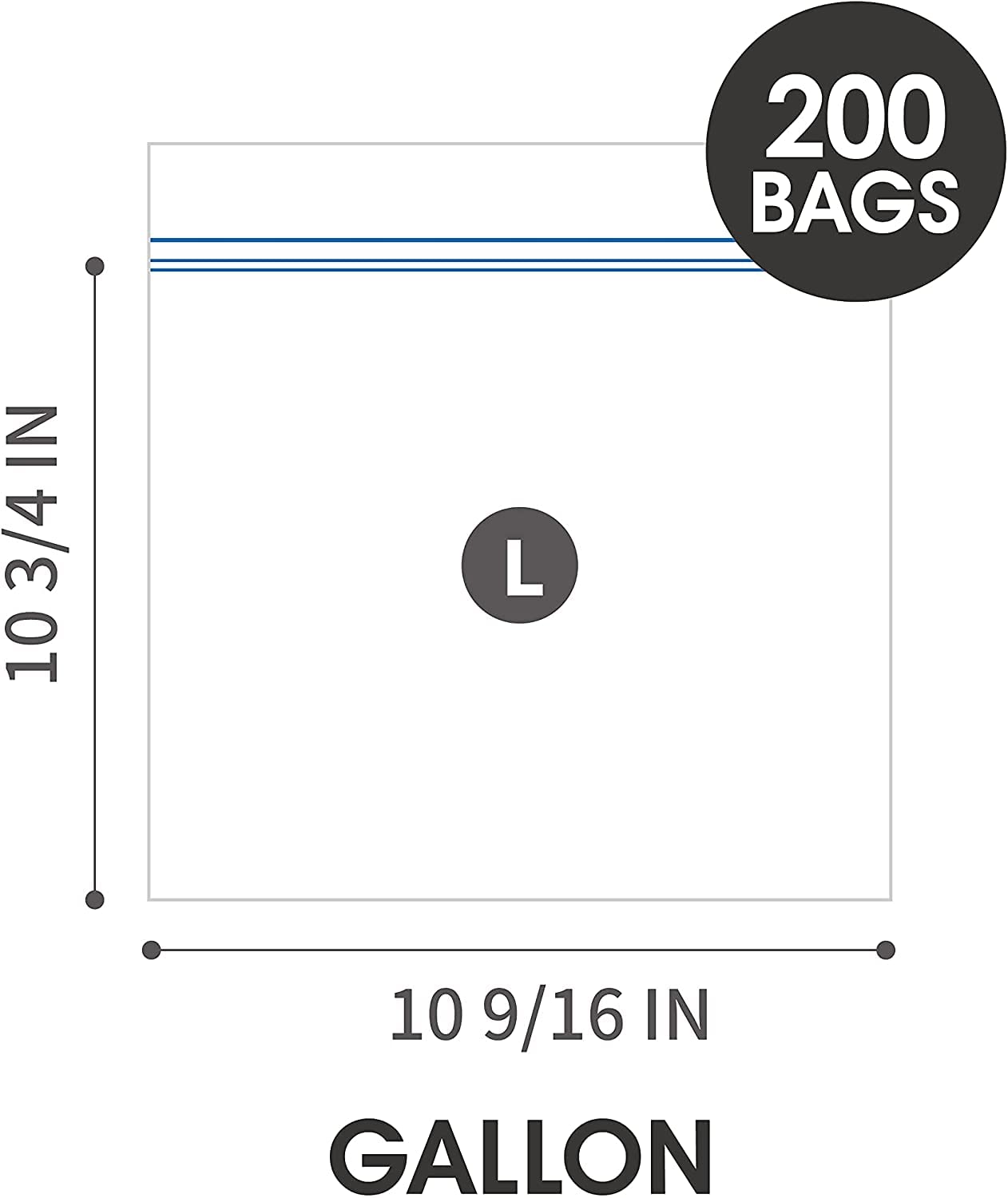 24/7 Bags | Double Zipper Storage Bags, Gallon Size, 200 Count (4 Packs of 50)
