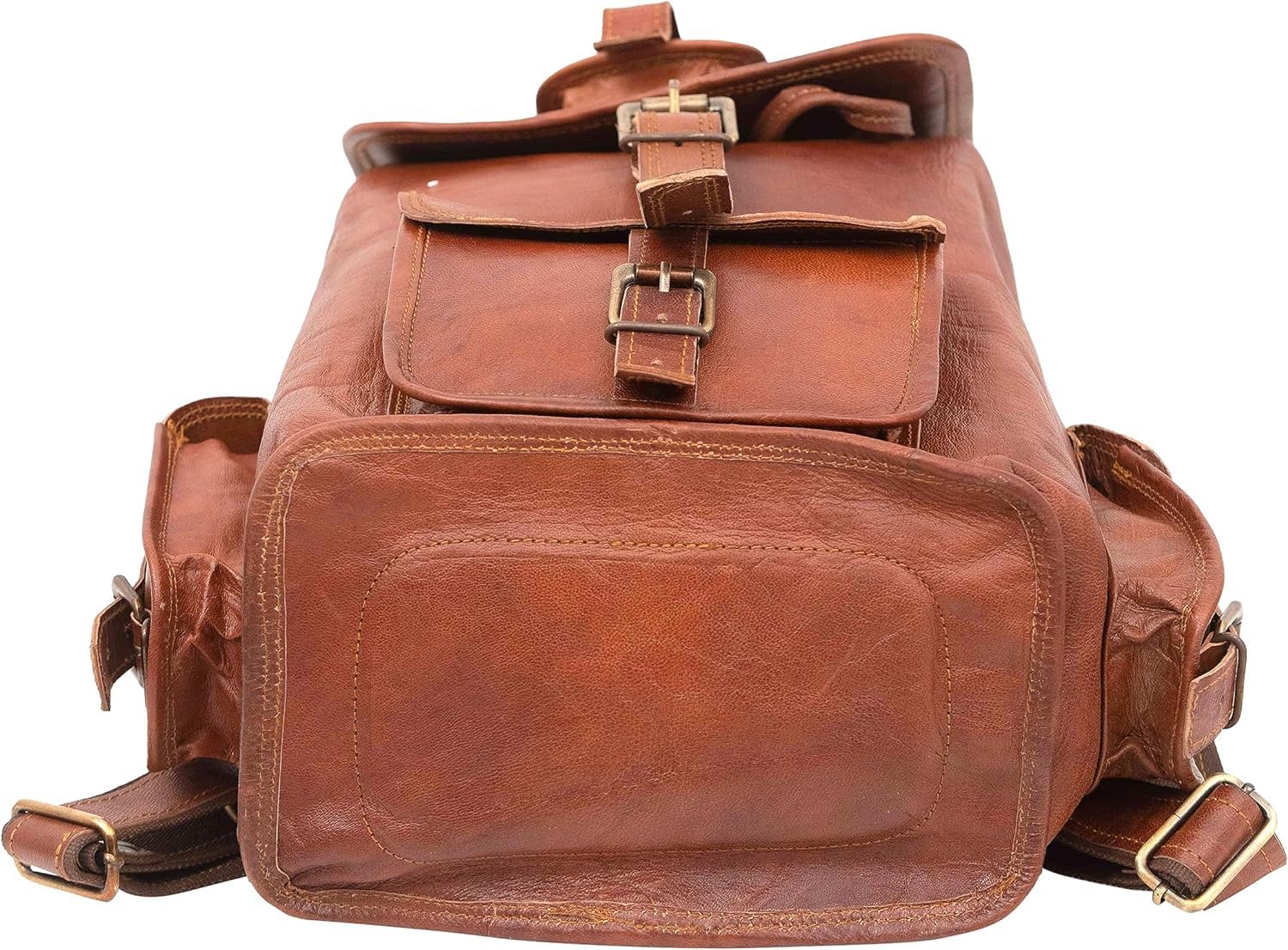 Shy Shy Let’s Touch The Sky Rustic Vintage Leather Backpack Travel Rucksack knapsack Daypack Bag for Men Women Brown (20 X 10 X 8 inches)