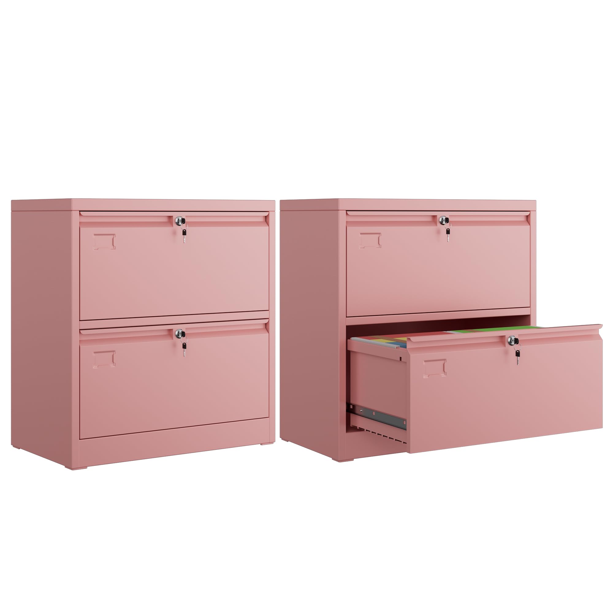 GangMei 2 Drawer Lateral File Cabinet, Lockable File Cabinet with Drawers,Ins-Design 35.43 inches Wide Files Cabinet with Hanging Bars,Assembly Required (White, 2 Drawer)…