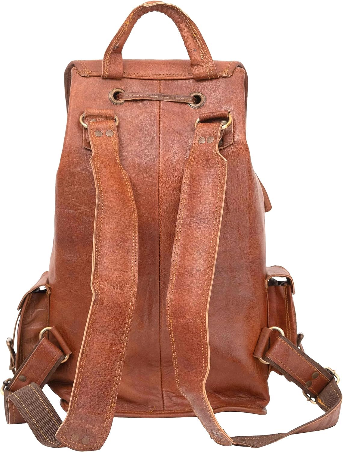 Shy Shy Let’s Touch The Sky Rustic Vintage Leather Backpack Travel Rucksack knapsack Daypack Bag for Men Women Brown (20 X 10 X 8 inches)