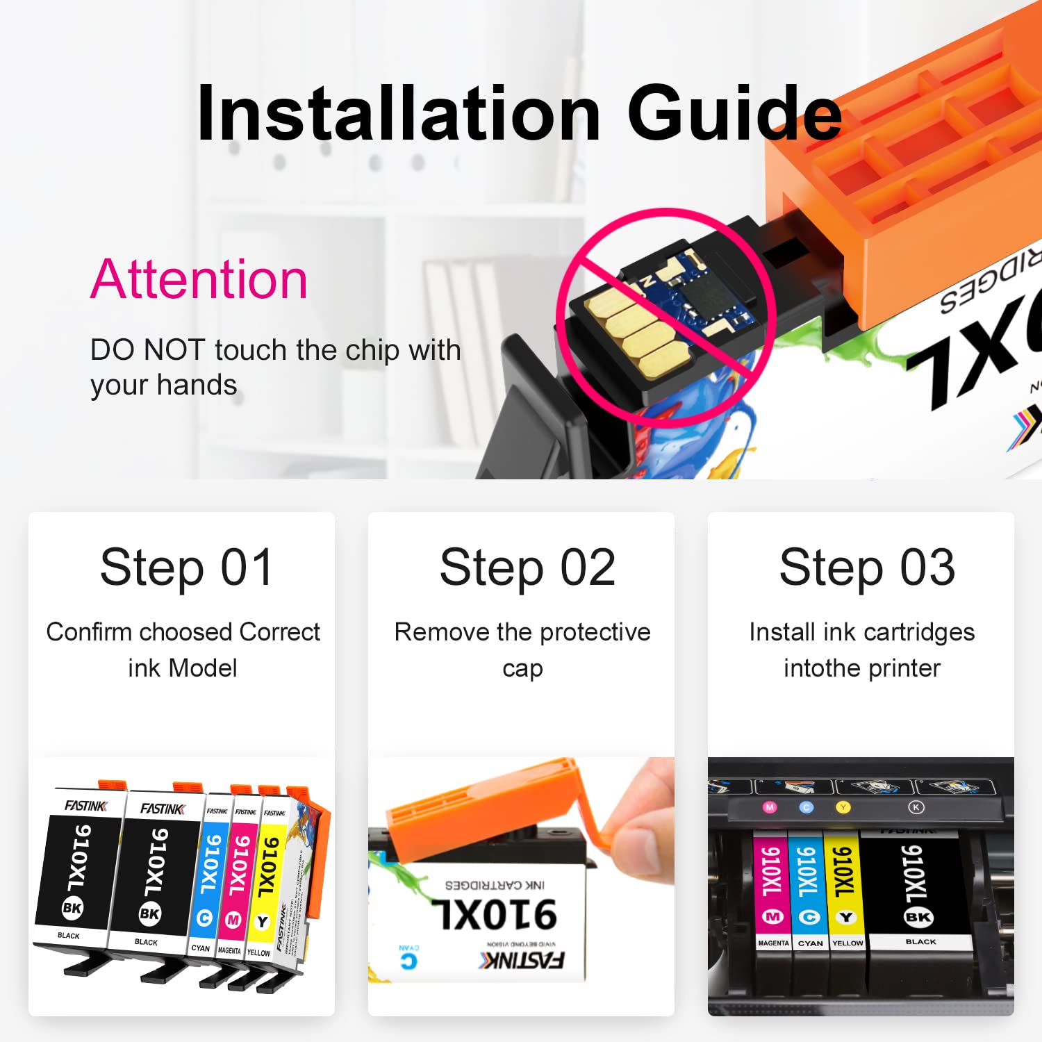 FASTINK Compatible with HP 910XL 910 XL Ink Cartridges for 8025e 8025 8020 8035e 8035 8022 8028 (Not for *e Printer with HP+ Service), 5Pack