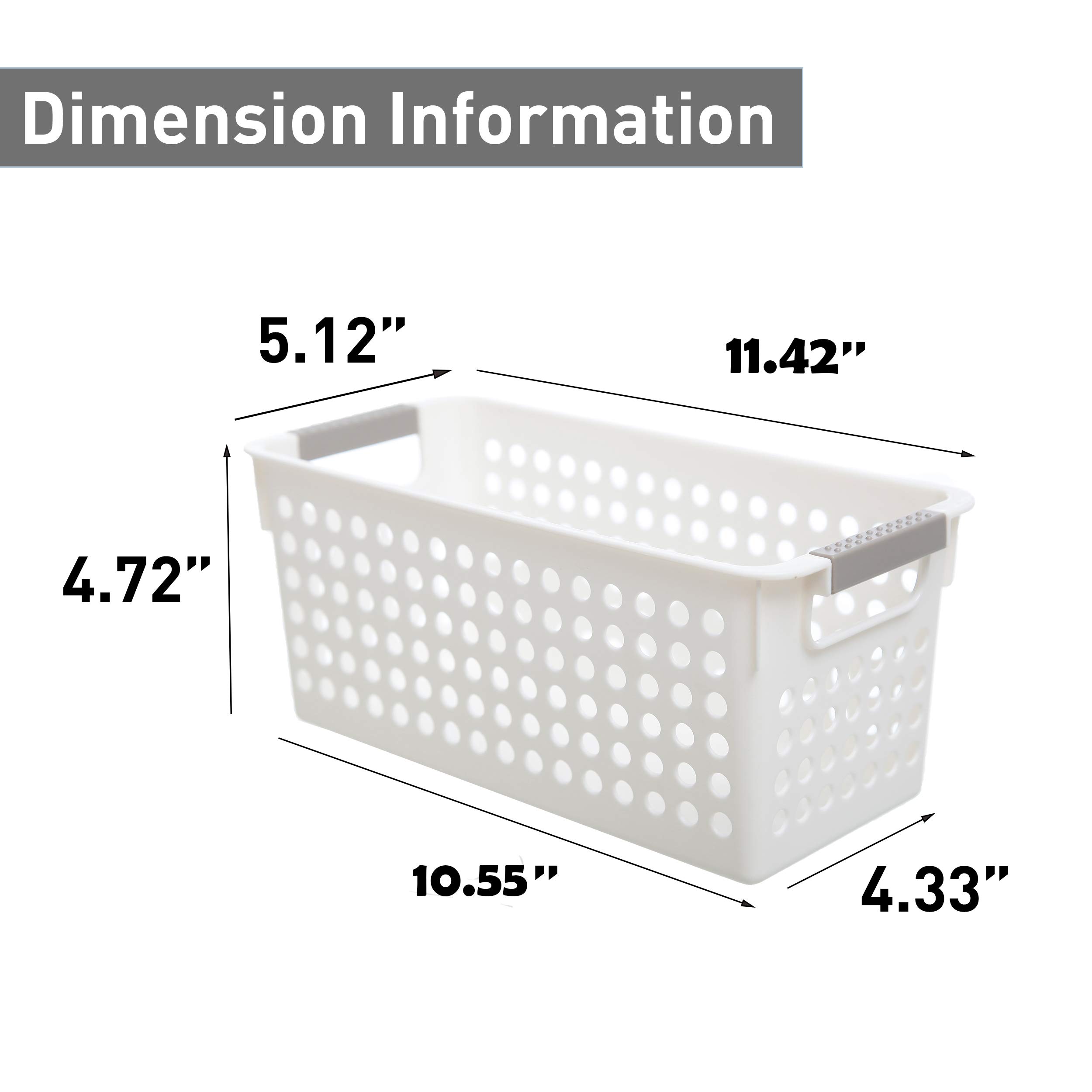 Citylife 6 PCS Plastic Storage Baskets for Shelves Small Storage Bins for Closet Shelf Pantry Organizing, Off-White