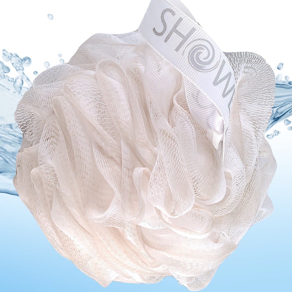 Loofah-Bath-Sponge XL-75g-Soft-Set by Shower Bouquet: 4-Pack-Pastel-Colors - Extra-Large Mesh Pouf Scrubber for Men and Women - Exfoliate with Big Lathering Cleanse