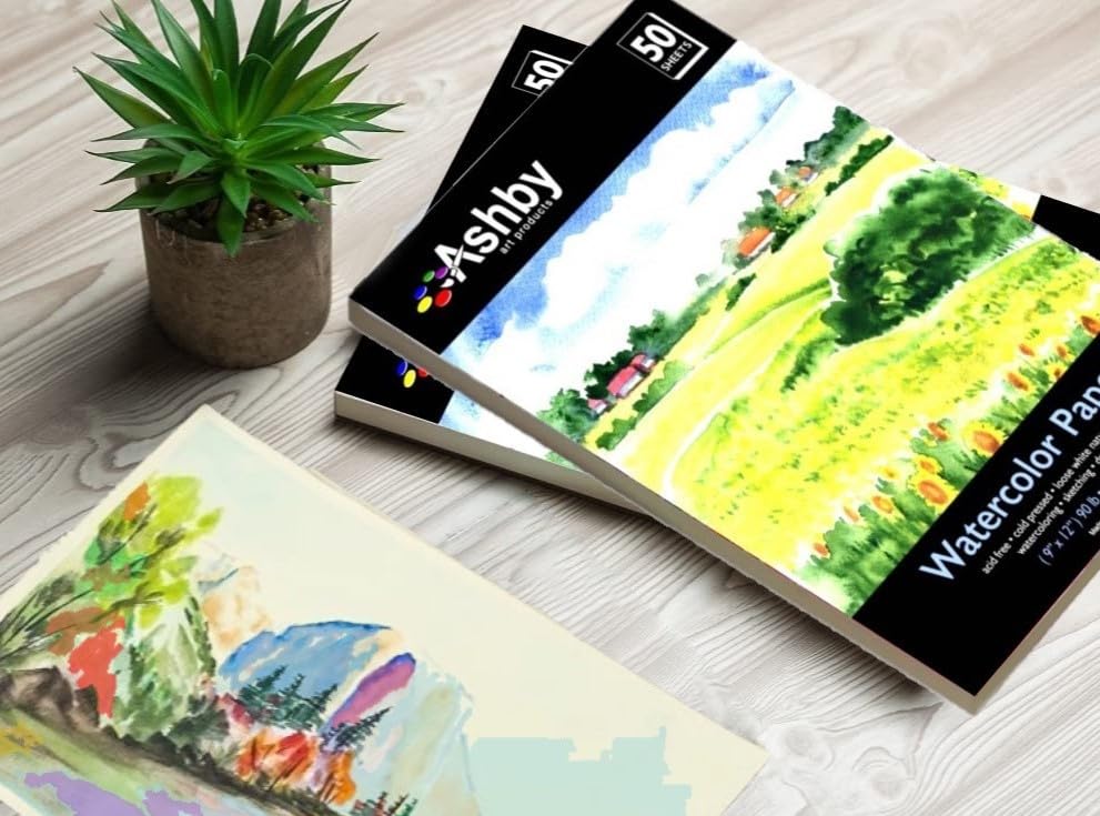 100 Sheets of Practice Watercolor Paper (9" x 12") - 190 GSM, Acid-Free and Cold Pressed.. Perfect for Painting, Sketching or Drawing. Wet, Dry and Mixed Media. Bulk Pack