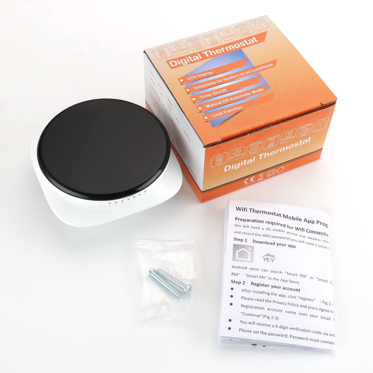 Wengart WiFi Smart Thermostat WG316,Heat Only AC90-240V Max3A 2.4GHz Wi-Fi APP TUYA for Radiant Floor Heating,Compatible with Alexa Echo/Google Home