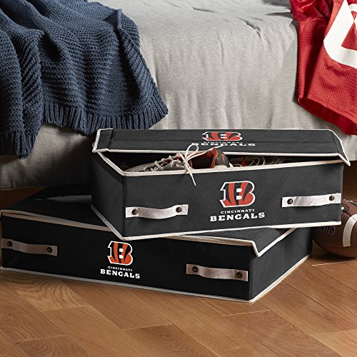 Franklin Sports NFL Cincinnati Bengals Under The Bed Storage Bins - Large, 26 x 18 x 6 - Inch