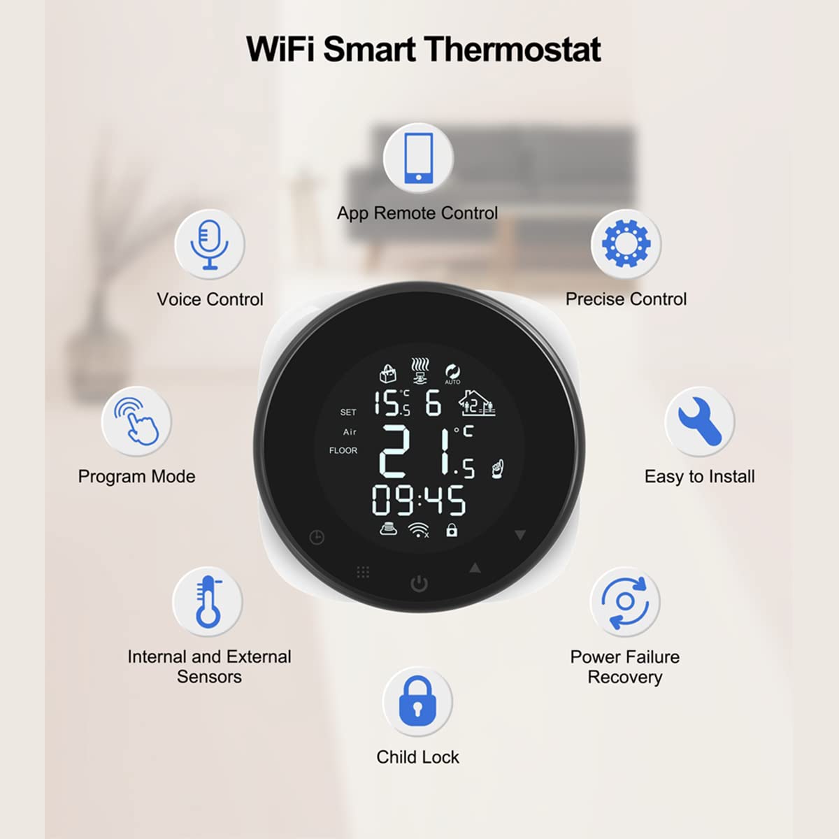 Wengart WiFi Smart Thermostat WG316,Heat Only AC90-240V Max3A 2.4GHz Wi-Fi APP TUYA for Radiant Floor Heating,Compatible with Alexa Echo/Google Home