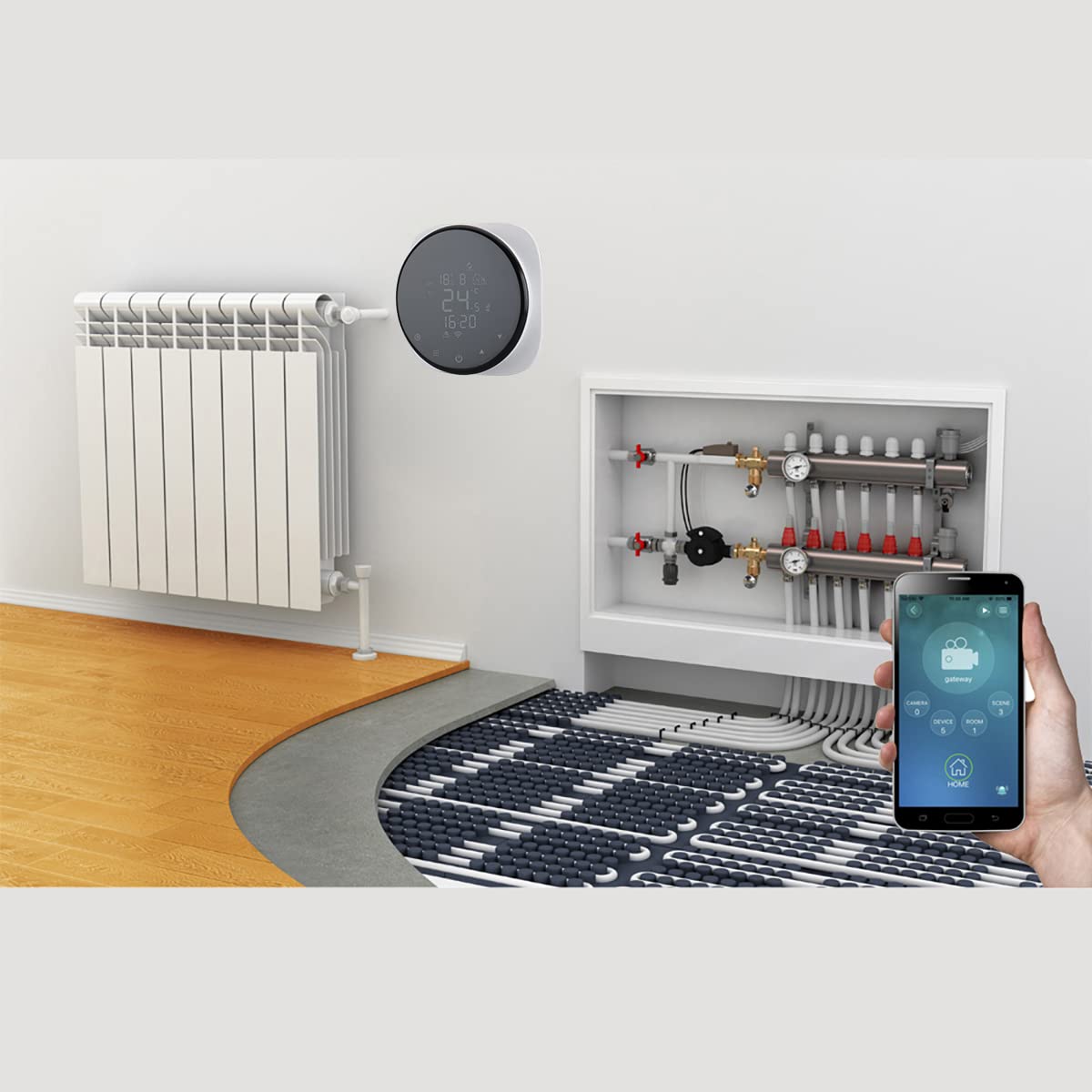 Wengart WiFi Smart Thermostat WG316,Heat Only AC90-240V Max3A 2.4GHz Wi-Fi APP TUYA for Radiant Floor Heating,Compatible with Alexa Echo/Google Home
